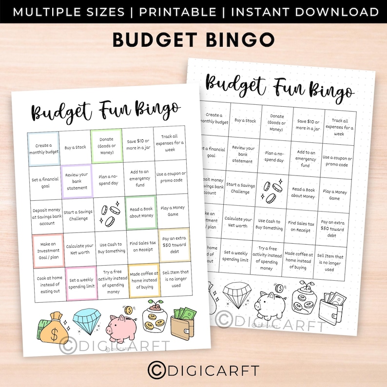 Budget Bingo Game Printable,money Saving Game,finance Bingo Card,budget ...