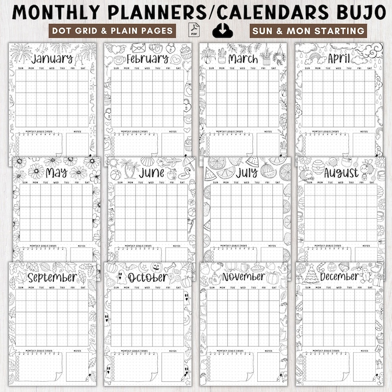Coloring Calendar 2027 - Etsy