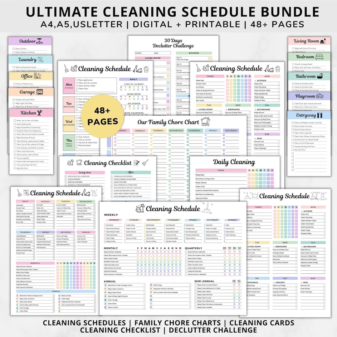 Ultimate Cleaning Schedule Bundle Printable,cleaning Planner Bundle A4 ...