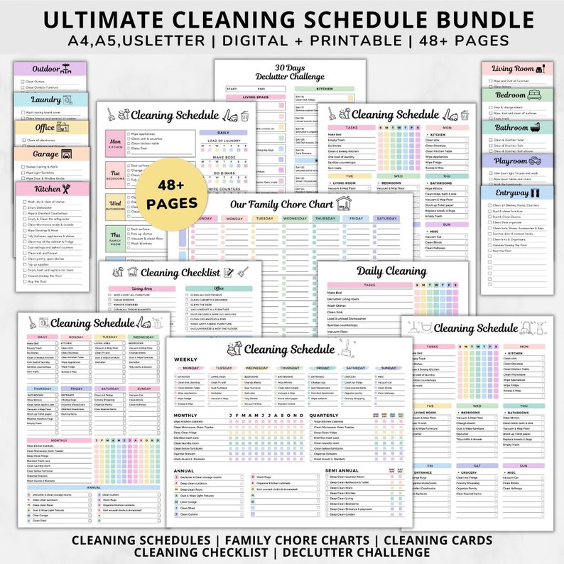 Ultimate Cleaning Schedule Bundle Printablecleaning Planner - Etsy