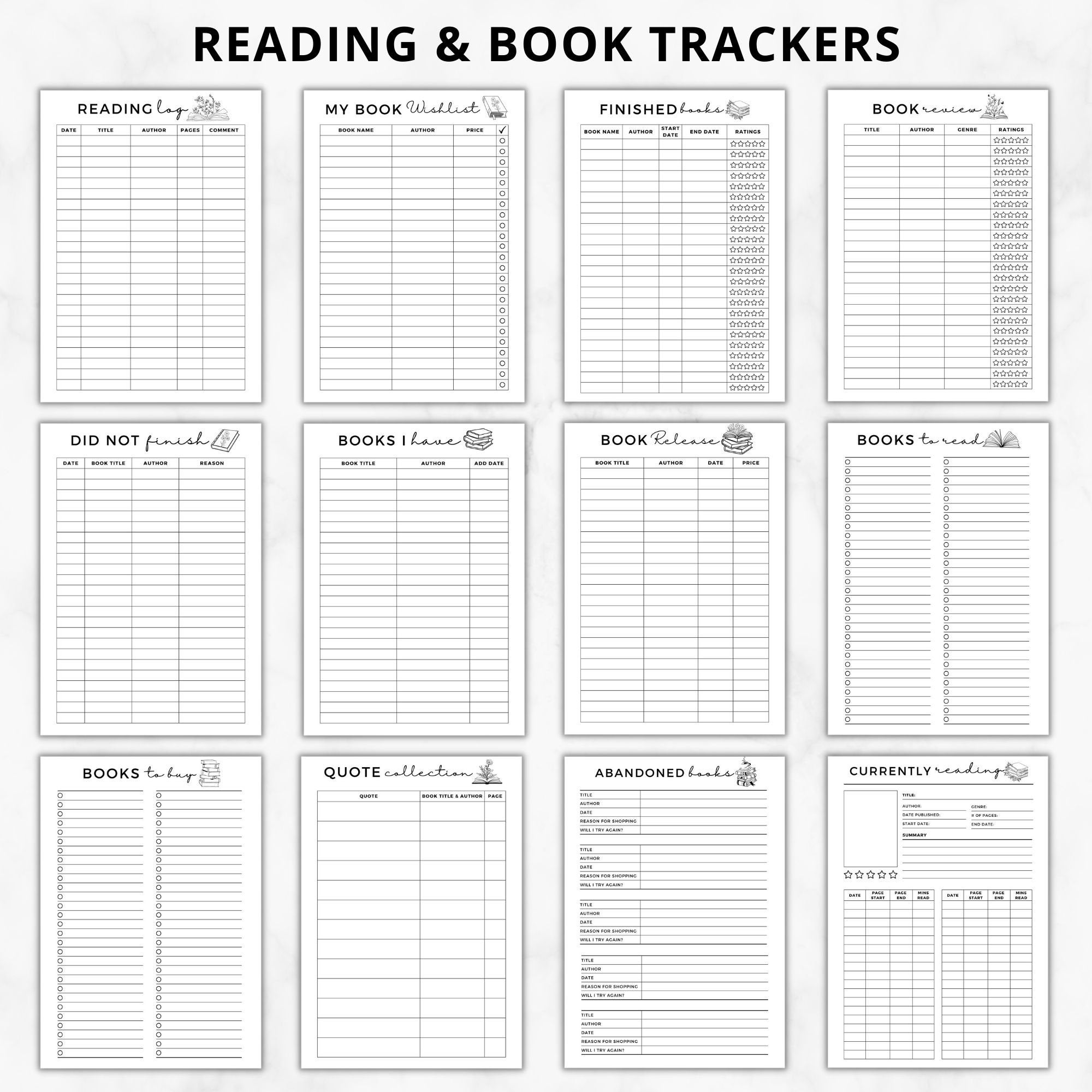 Book Reading Planner Bundle Printablereading Planner - Etsy UK