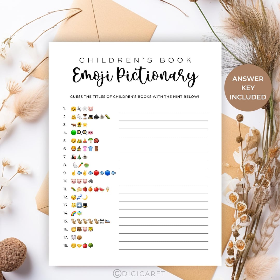 Children's Book Emoji Pictionary Game Printable,baby Book Emoji ...