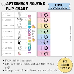 Kids Flip Routine Chart Editable Printable,morning Flip Done,evening ...