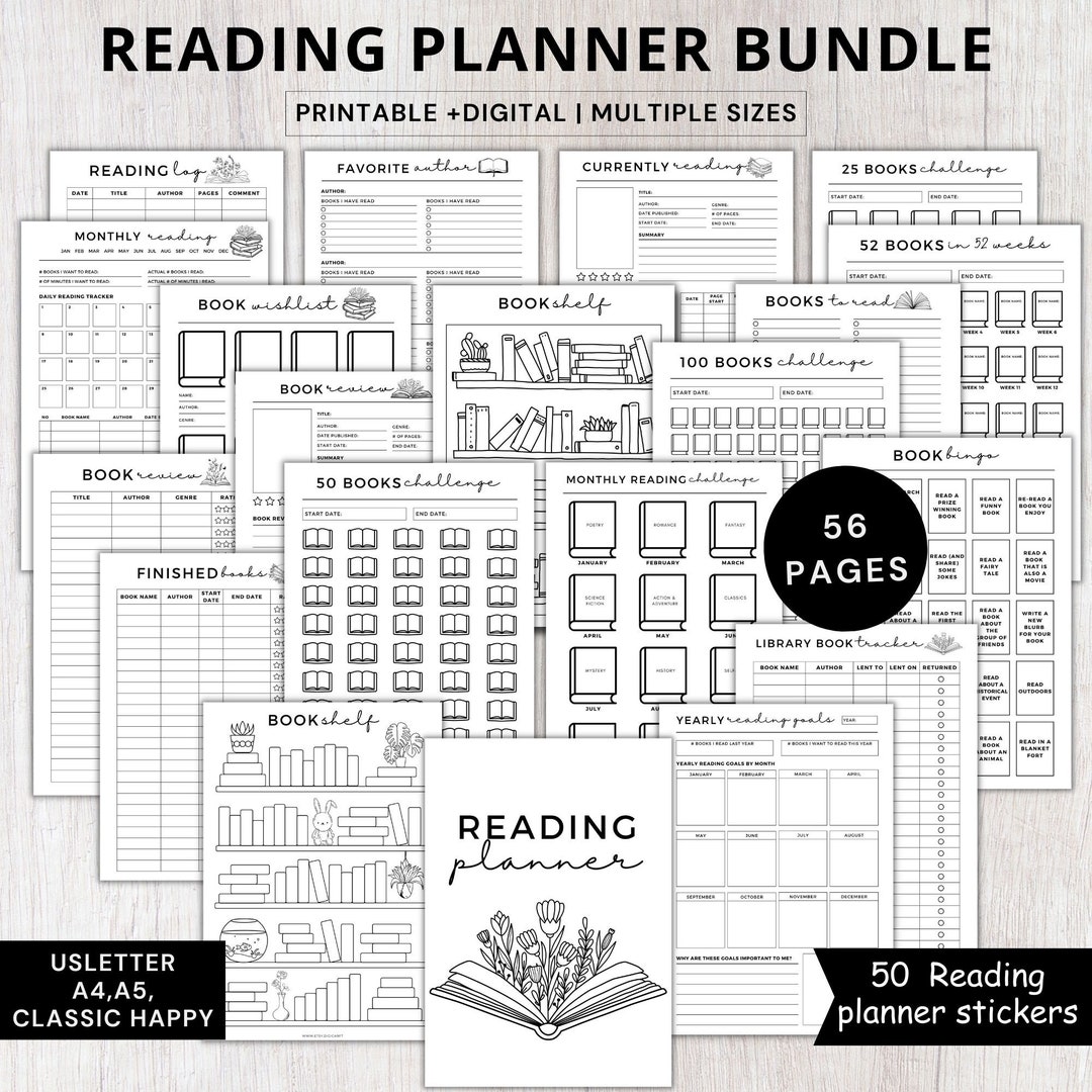 Book Reading Planner Bundle Printable,reading Planner 2024,printable ...