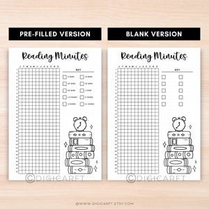 Book Reading Minutes Tracker Printable A5 Bujo,digital Yearly Reading ...