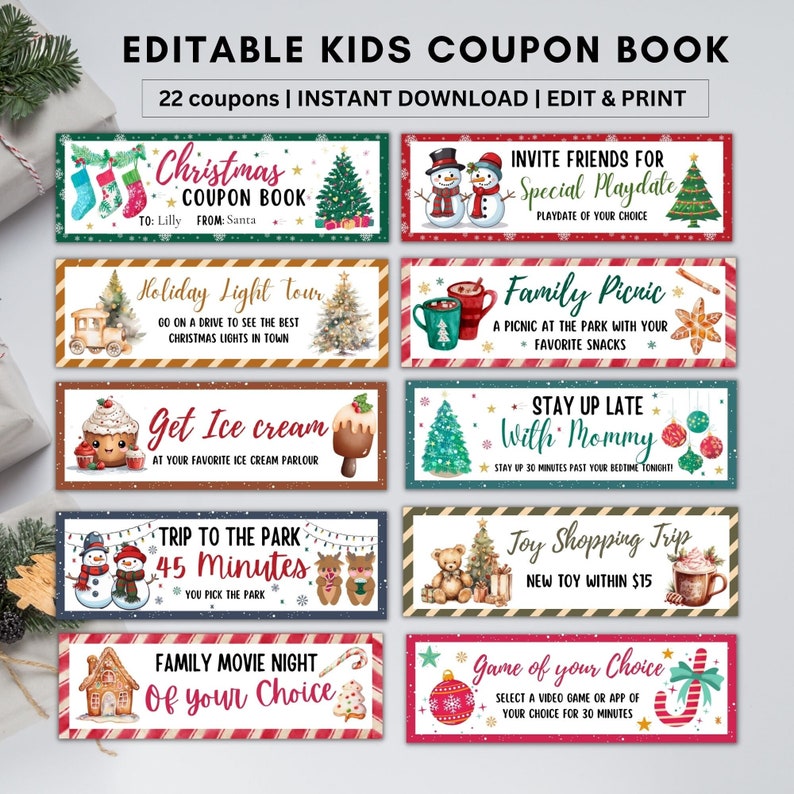Editable Christmas Coupons for Kids Uk,christmas Coupon Book,christmas ...