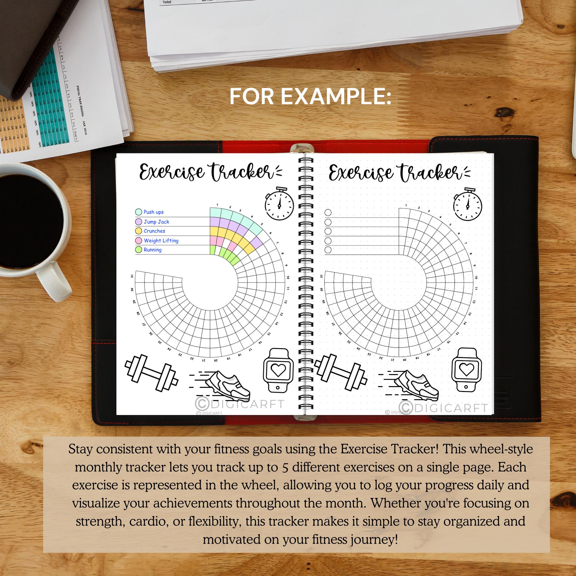 Monthly Exercise Coloring Tracker,workout Tracker Printable Journal ...