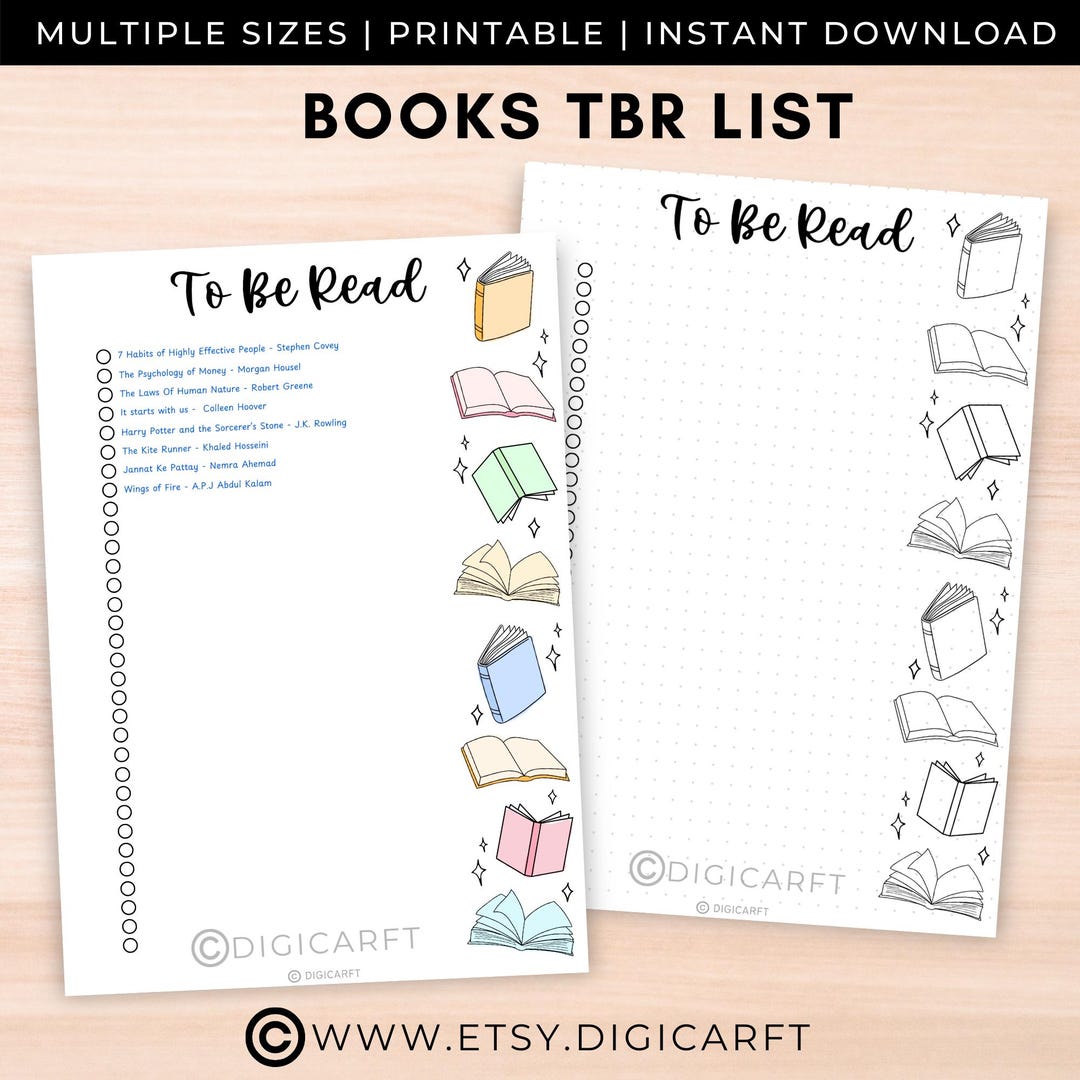 Books to Read Journal List Printable,tbr Template A5 Bujo,book Reading ...