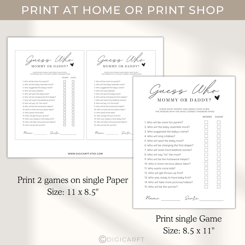 Guess Who Mommy or Daddy Babyshower Game Minimalist,guess Who Baby ...