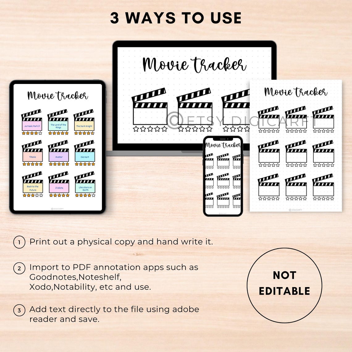 Movie Tracker Sheet Printable,a5 Bullet Journals Pages,movie Journal ...