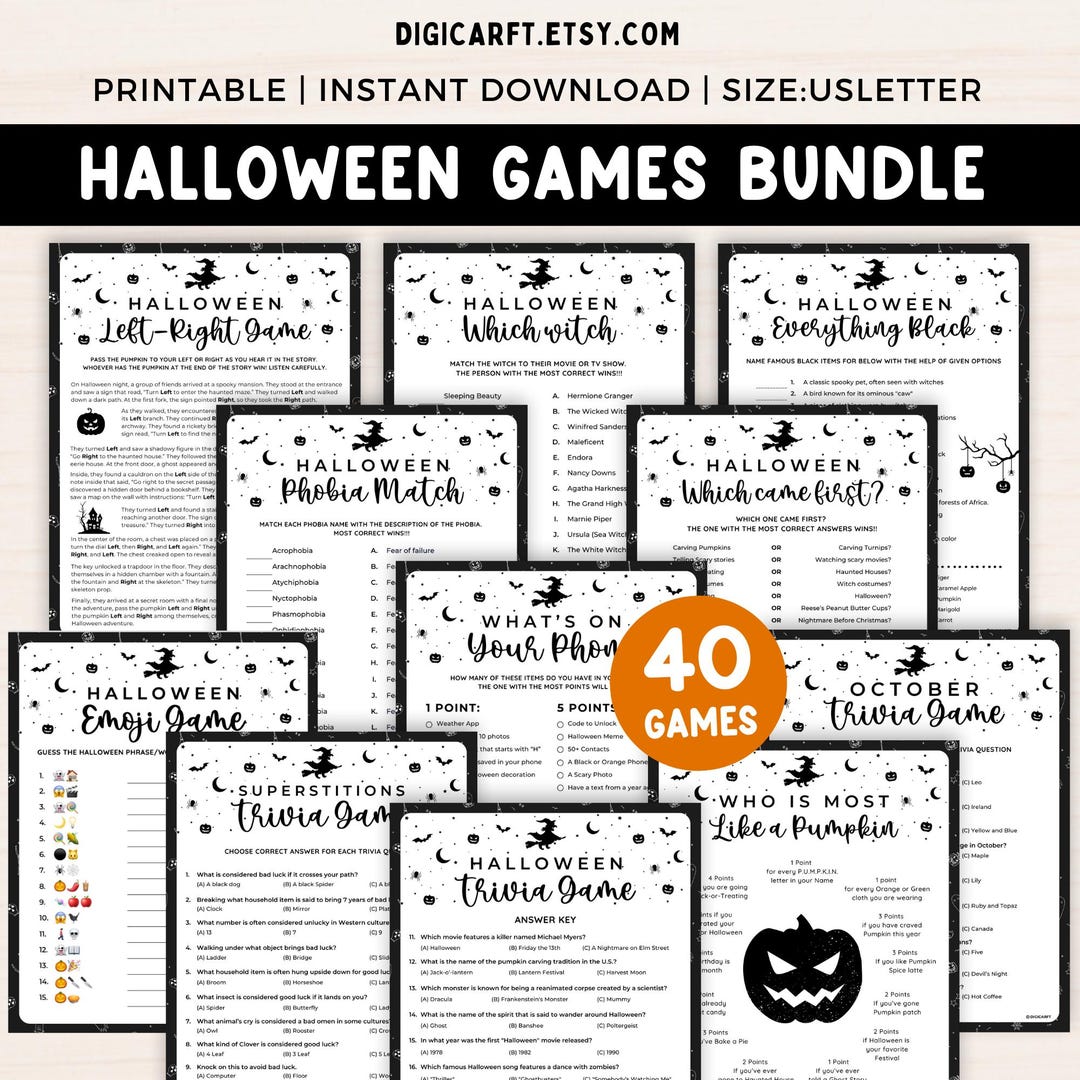 Halloween Printable Games for Kids Adults Digital Download,halloween ...