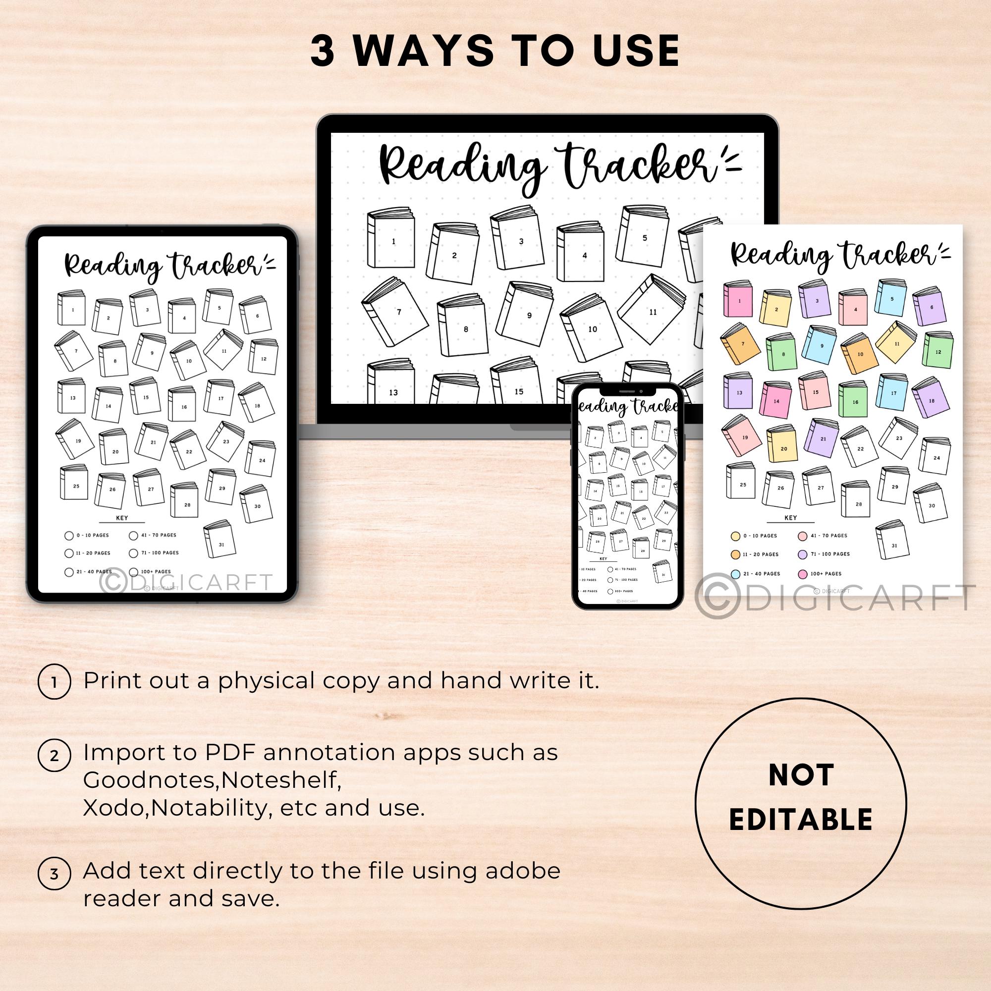 Monthly Reading Tracker Printable,daily Reading Habit Tracker Log ...