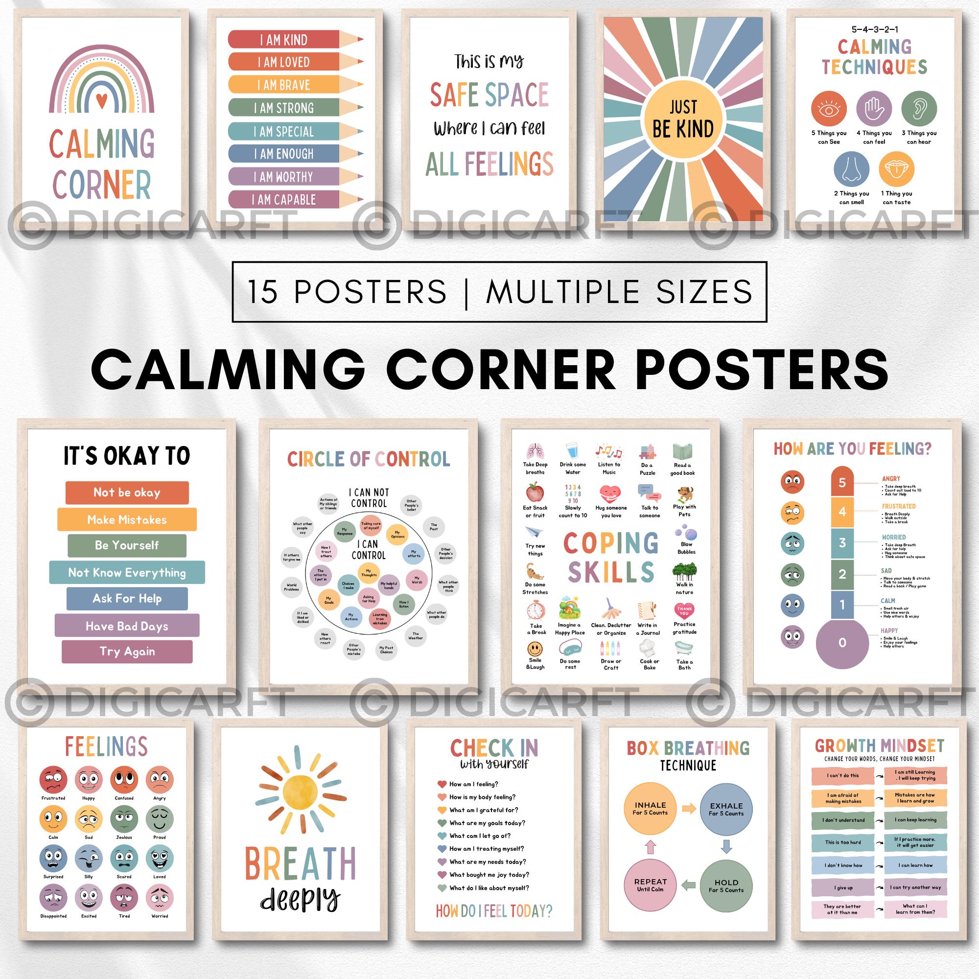 Calm Down Corner Poster Decor for Kids Room Boho,emotion Calming Place ...