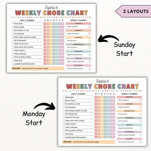 Editable Weekly Chore Chart for Kids Canva,printable Kids Chores ...