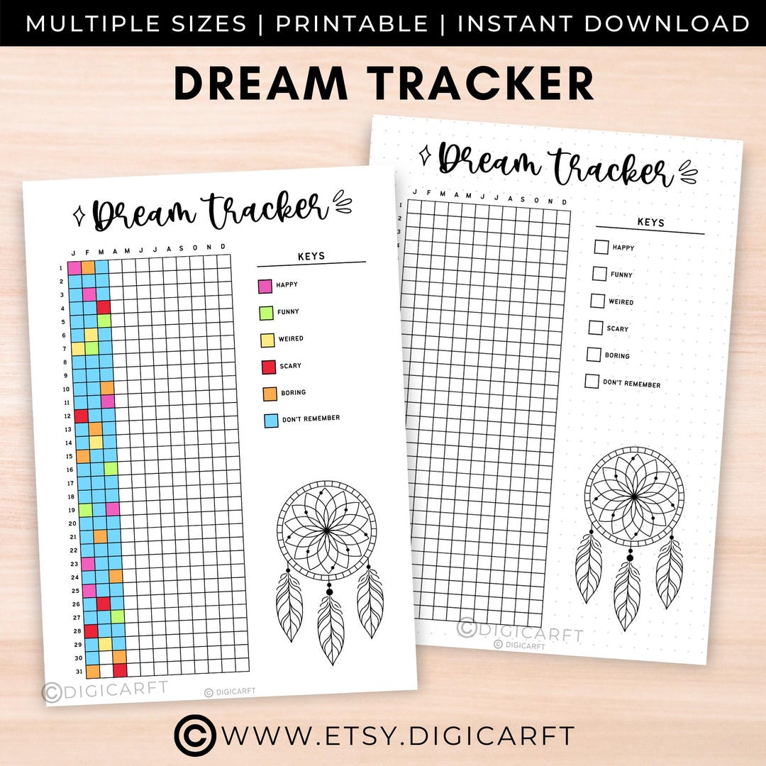 Dream Tracker Journal Page Printable,yearly Dream Tracker Digital ...