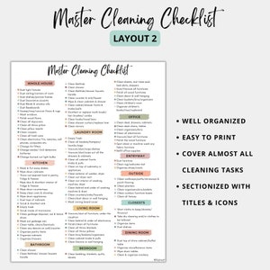 Master Cleaning Checklist Printabledeep House Cleaning - Etsy