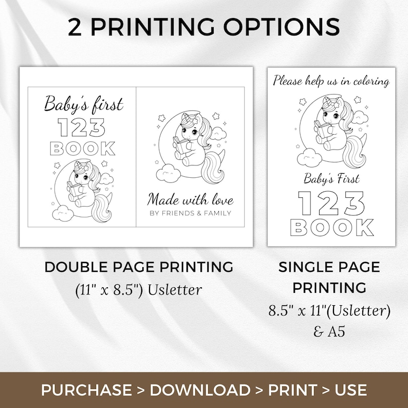 123 Baby Shower Coloring Guest Book Printable,babys First 123 Book,baby ...