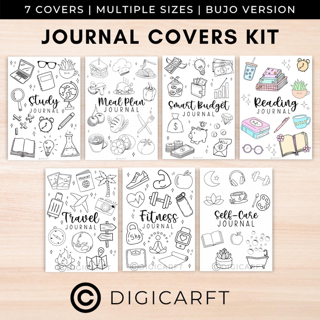 Journal Cover Page Kit,digital Planner Cover to Color in Page,fitness ...
