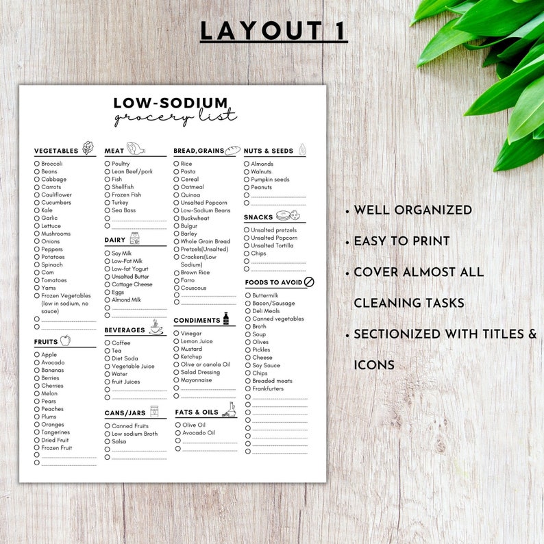 Low Sodium Grocery List Printablelow Sodium Food Listlow - Etsy Low Sodium Grocery List Printablelow Sodium Food Listlow - Etsy