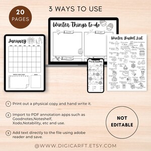 Winter Journal Bundle Printable,winter Planner Kit,winter Bucket List ...