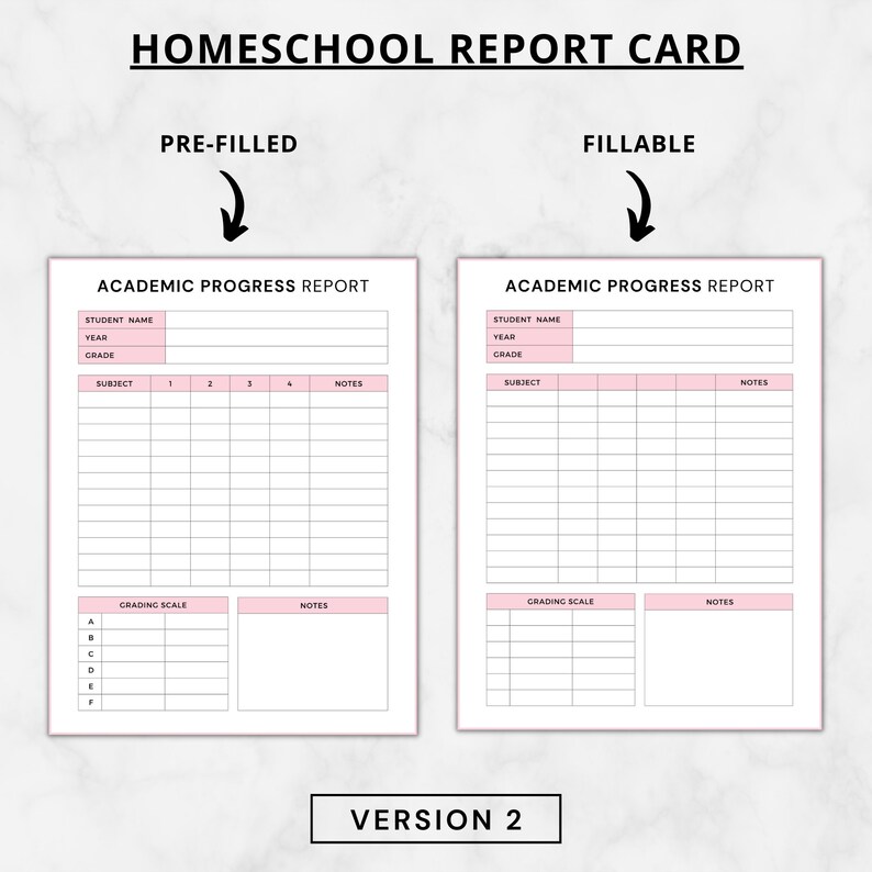 Homeschool Report Card Template Printableacademic Progress - Etsy