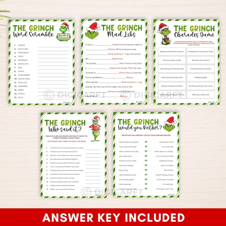 Grinch Games for Adults,grinch Party Games Printable,grinch Left Right ...