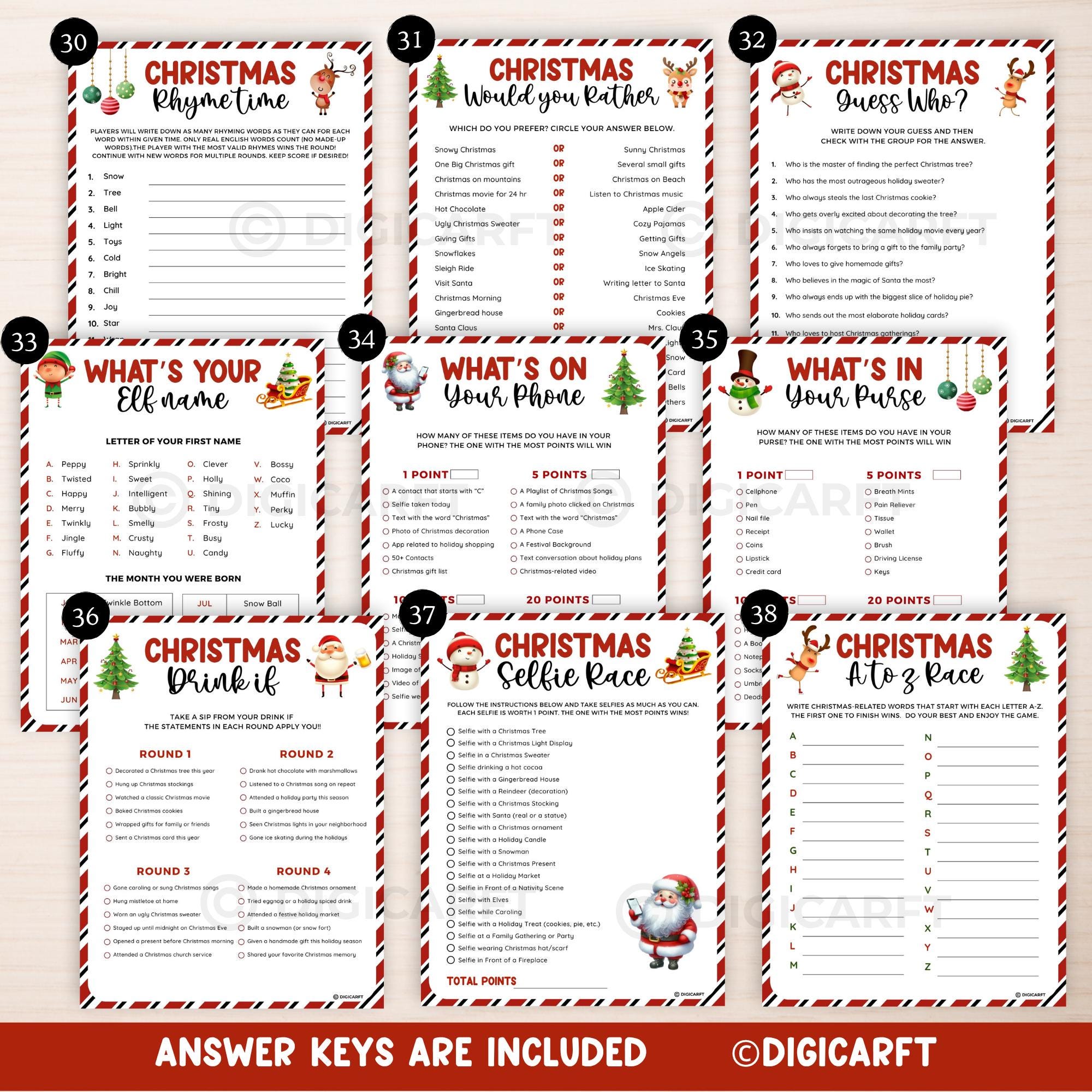 Christmas Games Bundle,holiday Office Party Games Activities for Adults ...