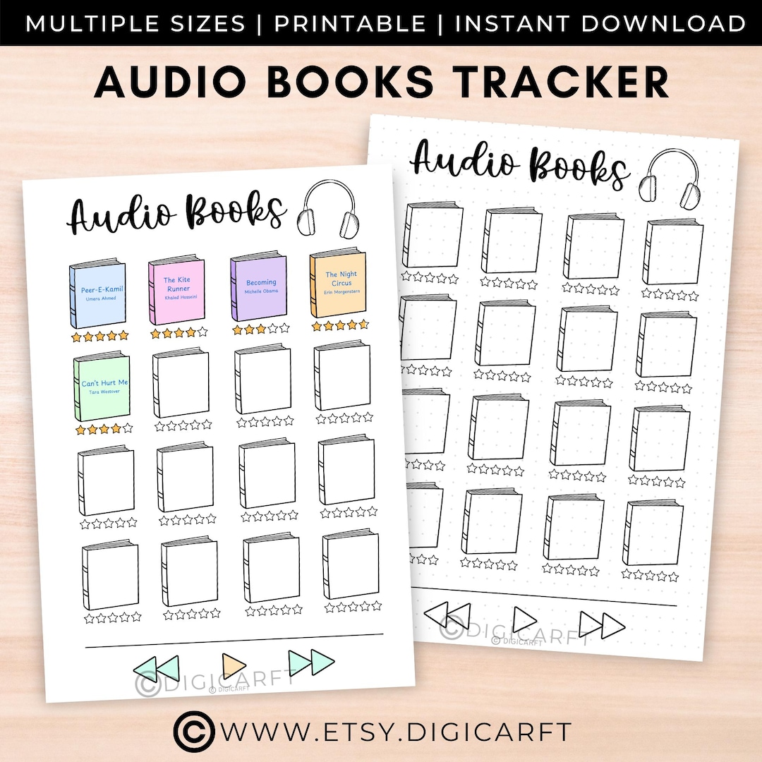 Audiobook Tracker Printable,reading Log Printable Bujo,book Reading ...