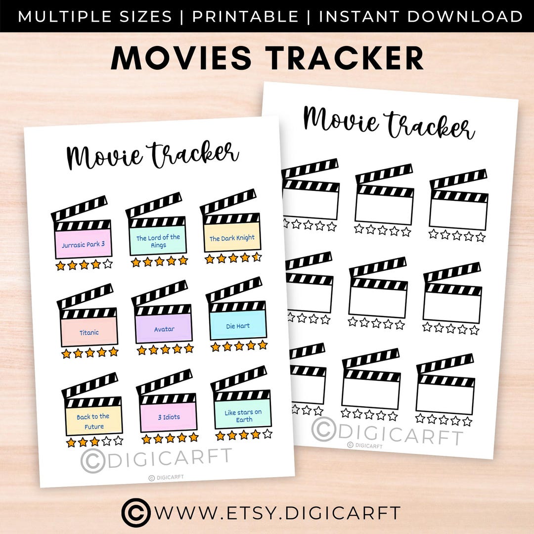 Movie Tracker Sheet Printable,a5 Bullet Journals Pages,movie Journal ...