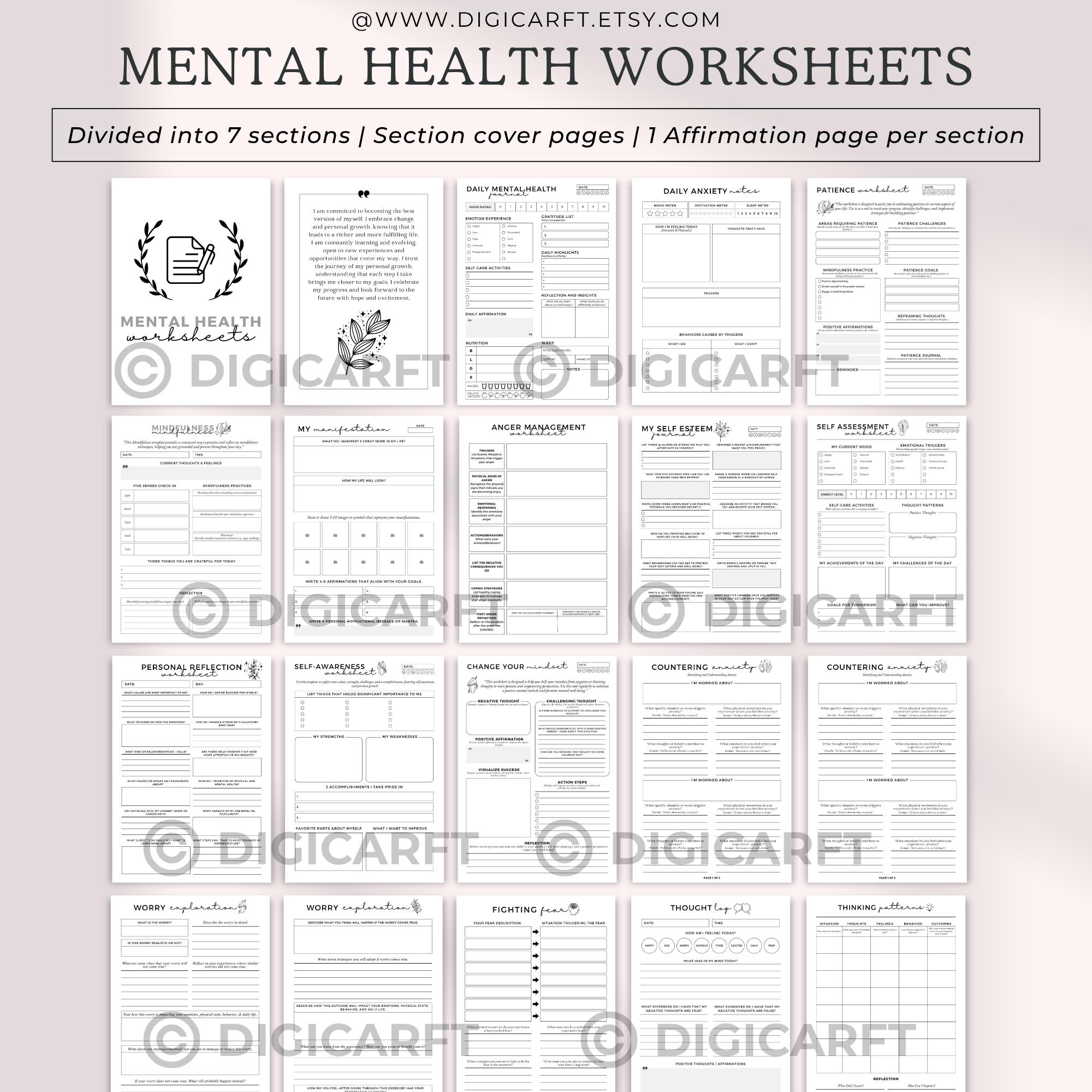 Mental Health Journal Bundle Printable,digital Mentalhealth Planner ...
