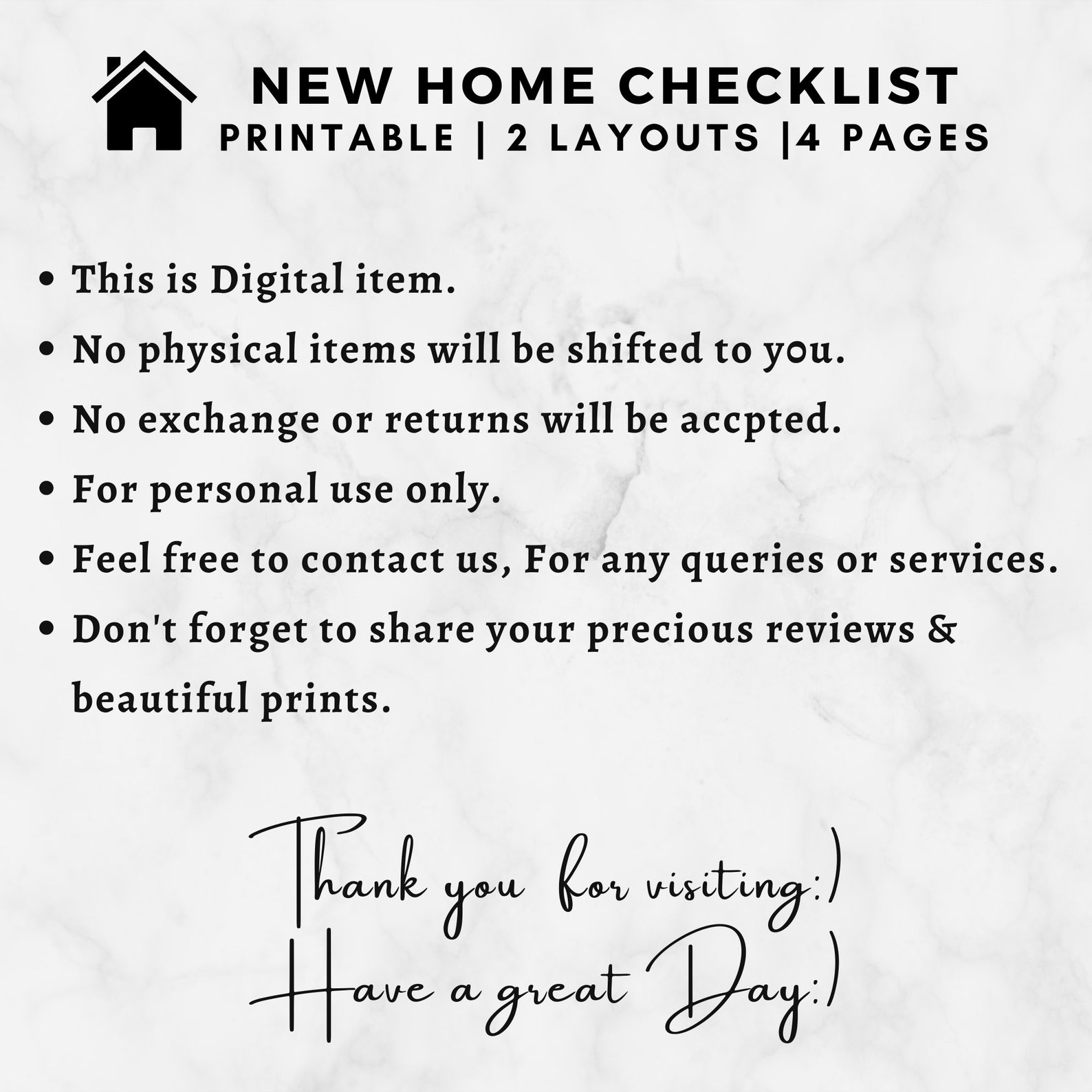 New Home Essentials Checklist New Home Checklist - Etsy
