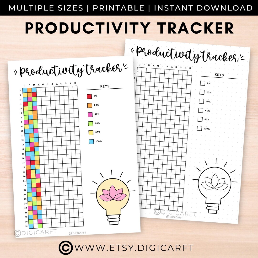 Yearly Productivity Tracker Journal Page Printable,daily Energy Tracker ...