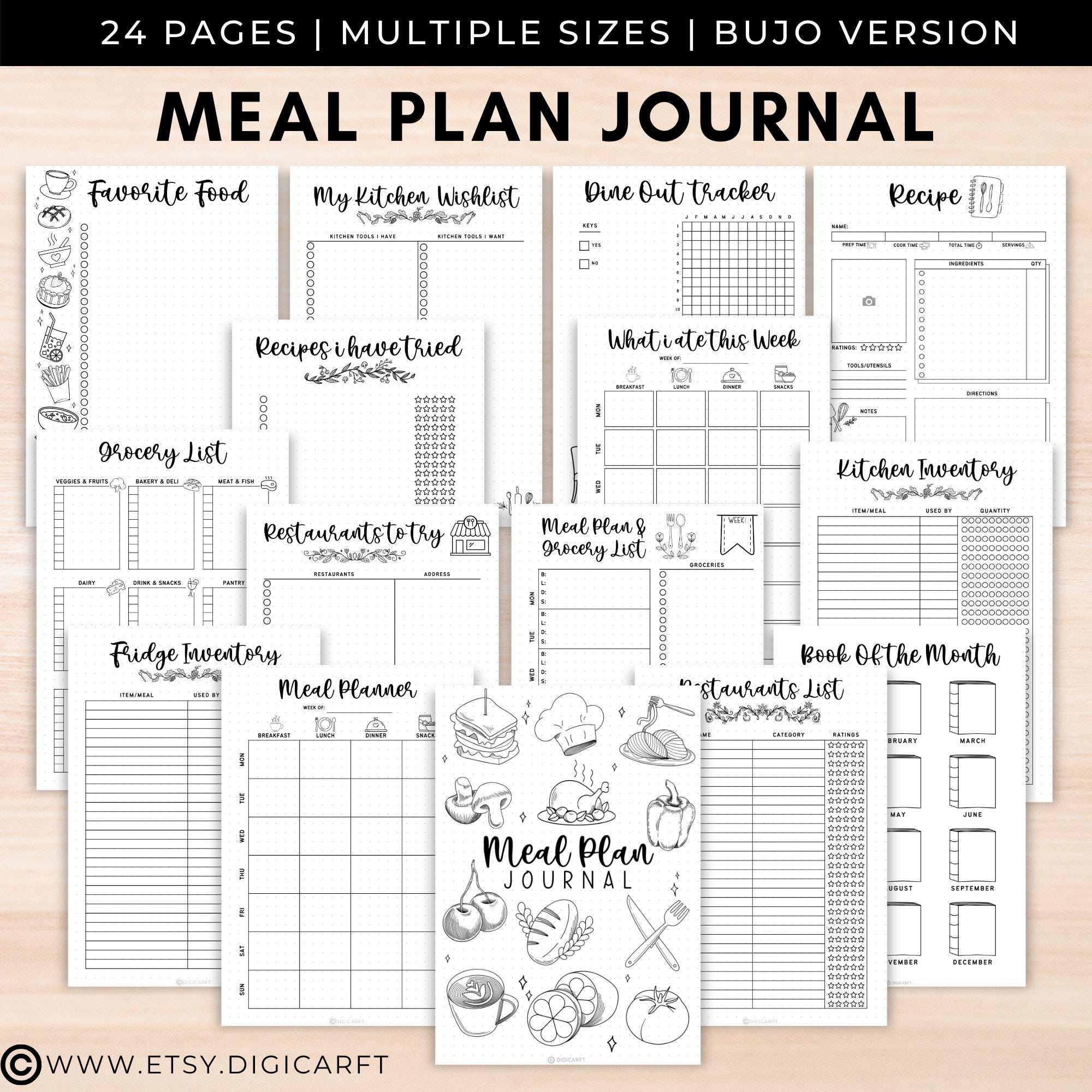 Weekly Meal Planner and Grocery List Template Printable,recipe Page ...