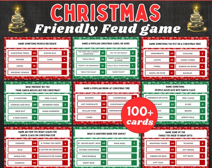 Christmas Friendly Feud: Printable Large Group Party Game for Kids ...