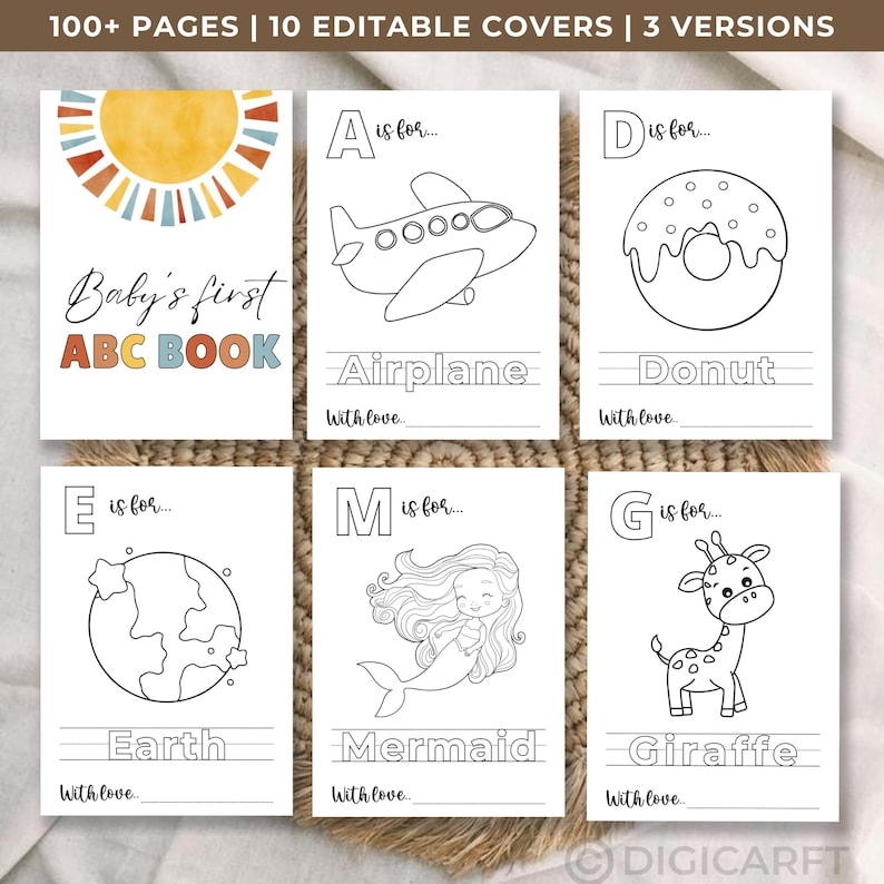 Abc Baby Shower Coloring Book Printable,baby's First Abc Alphabet Book ...