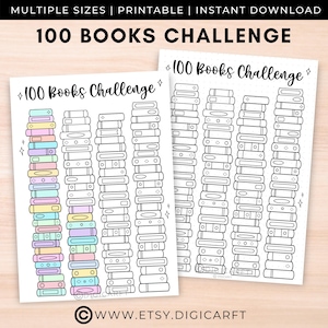 100 Book Challenge Tracker Printable,books Reading Challenge Templates ...