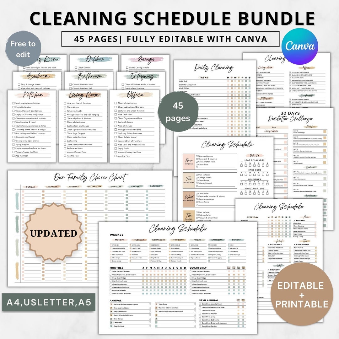 Ultimate Cleaning Schedule Bundle Editable,cleaning Planner Bundle ...