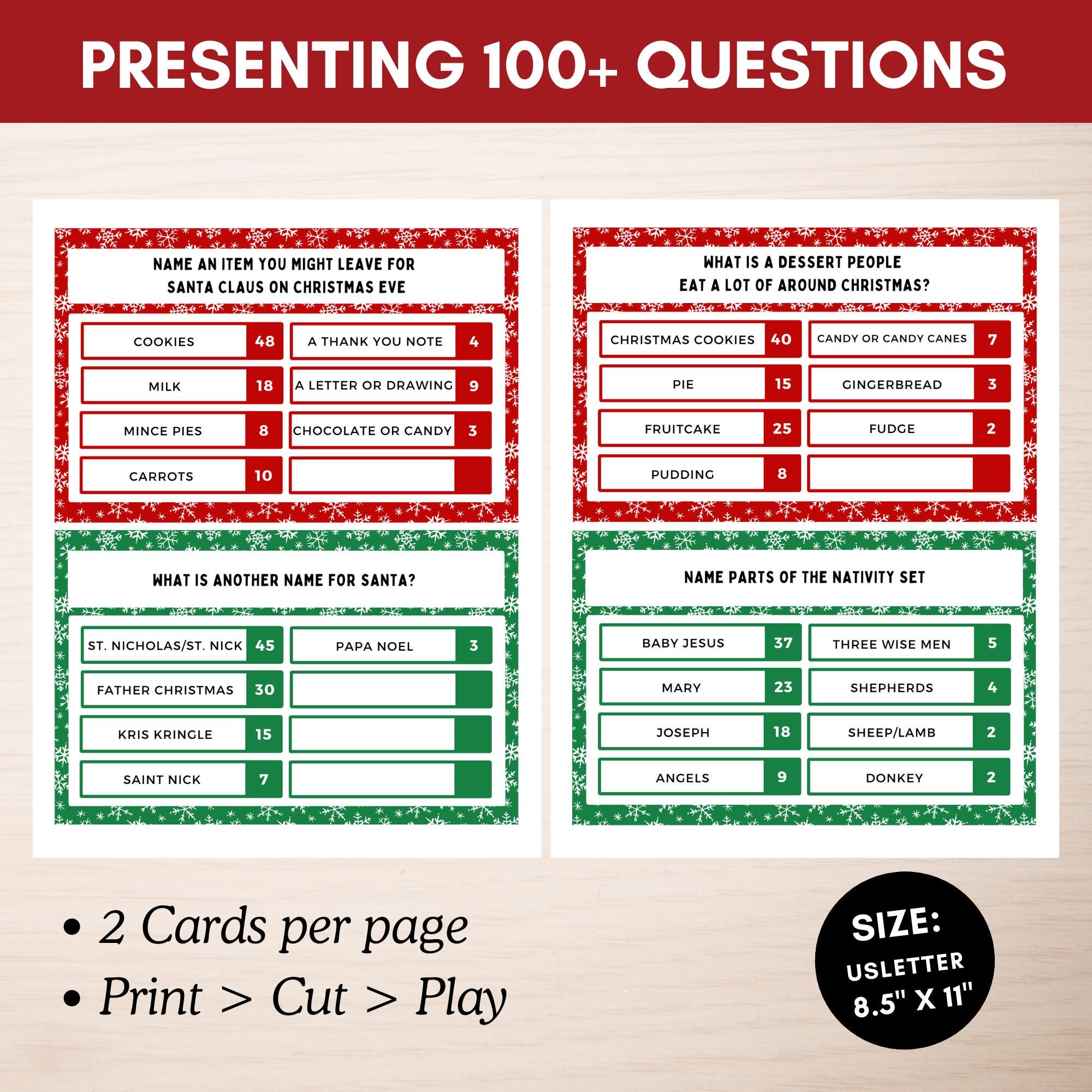 Christmas Friendly Feud Game Printable,family Feud Quiz,holiday Office ...