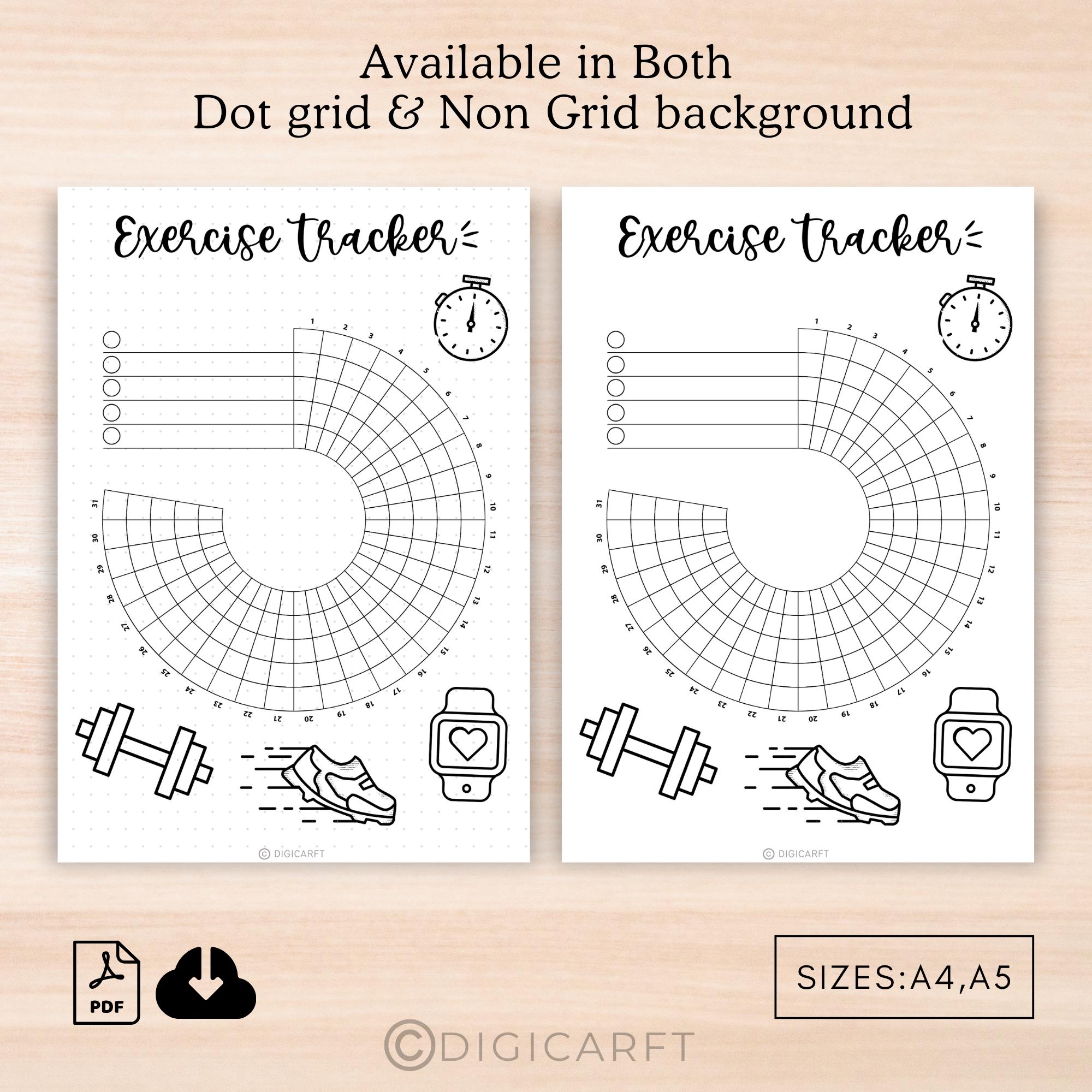 Monthly Exercise Coloring Tracker,workout Tracker Printable Journal ...