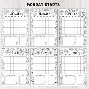 12 Month Calendar Pages A5 Journal Monthly Calendar Planner With Goals ...