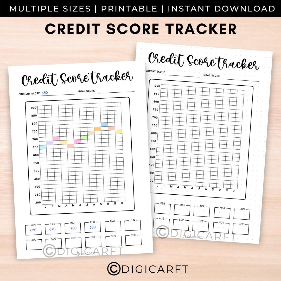 Credit Score Tracker Printable,credit Repair Sheet,monthly Credit Card ...