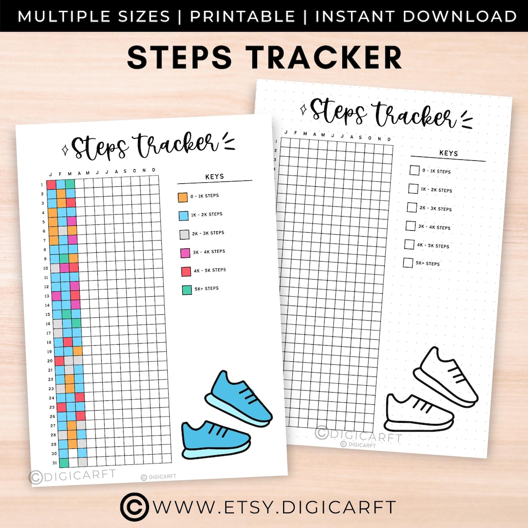 Yearly Steps Tracker Printable: A5 Biko Fitness Journal Insert (digital ...