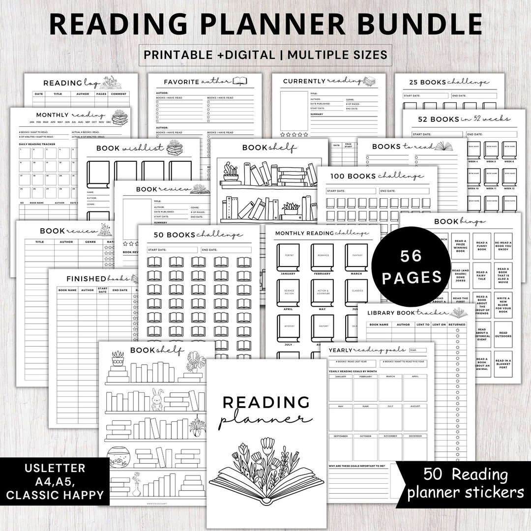 Book Reading Planner Bundle Printable,reading Planner 2025,printable ...