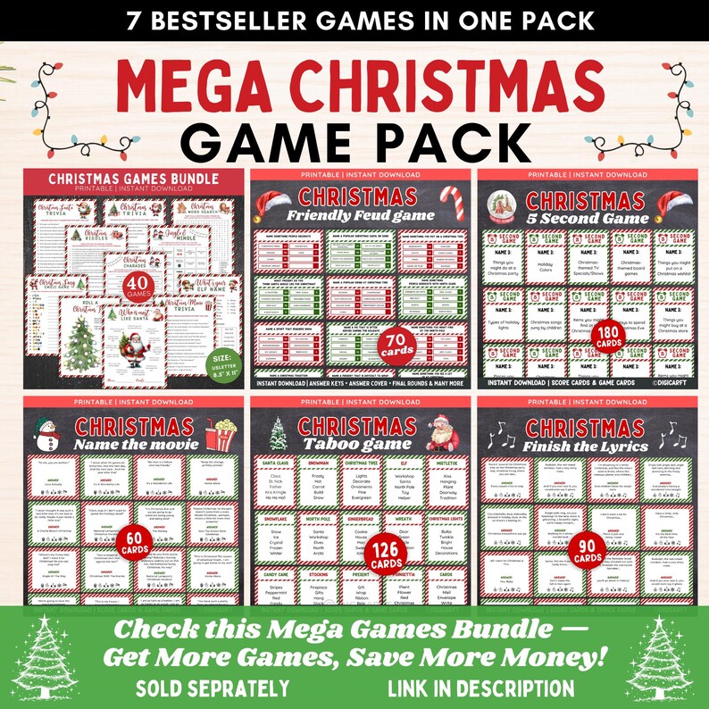 Christmas Bingo Games for Adult,christmas Bingo Cards,holiday Bingo ...