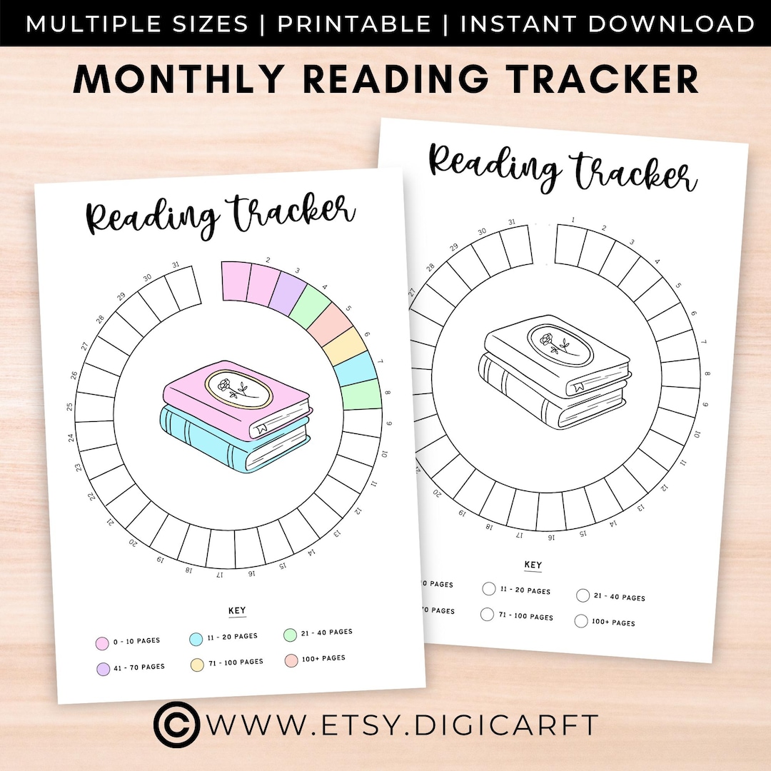 Monthly Reading Tracker Printable,daily Reading Habit Tracker Log ...