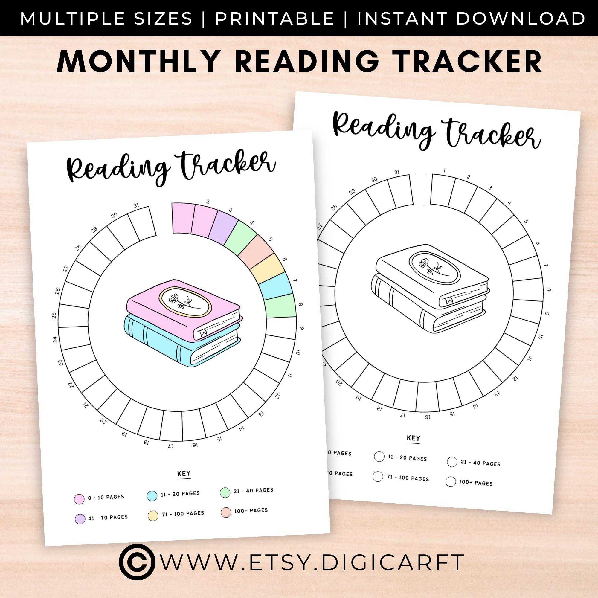 Monthly Reading Tracker Printable,daily Reading Habit Tracker Log ...