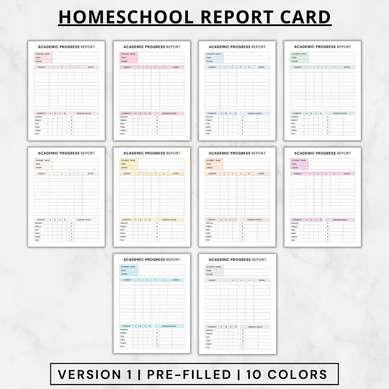 Homeschool Report Card Template Printable,academic Progress Report ...