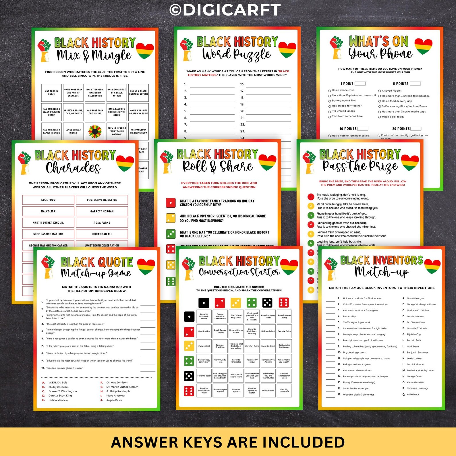 Black History Month Games Bundle,black People Trivia,black History Pass ...