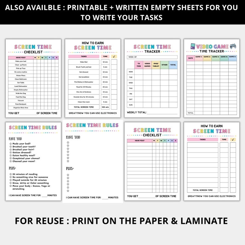 Editable Screen Time Checklist Screen Time Rulesscreen Time - Etsy