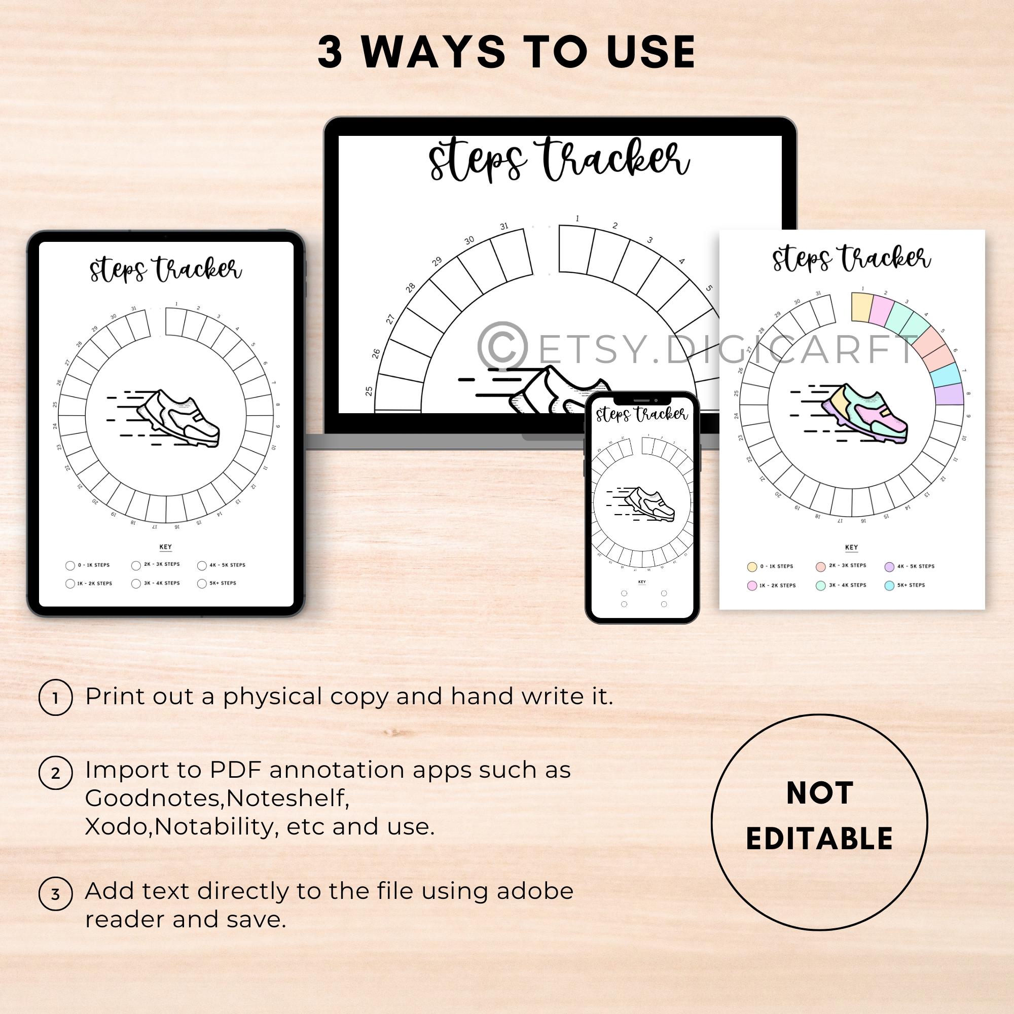 Monthly Steps Tracker Printable,a5 Bullett Journal Page,daily Steps ...